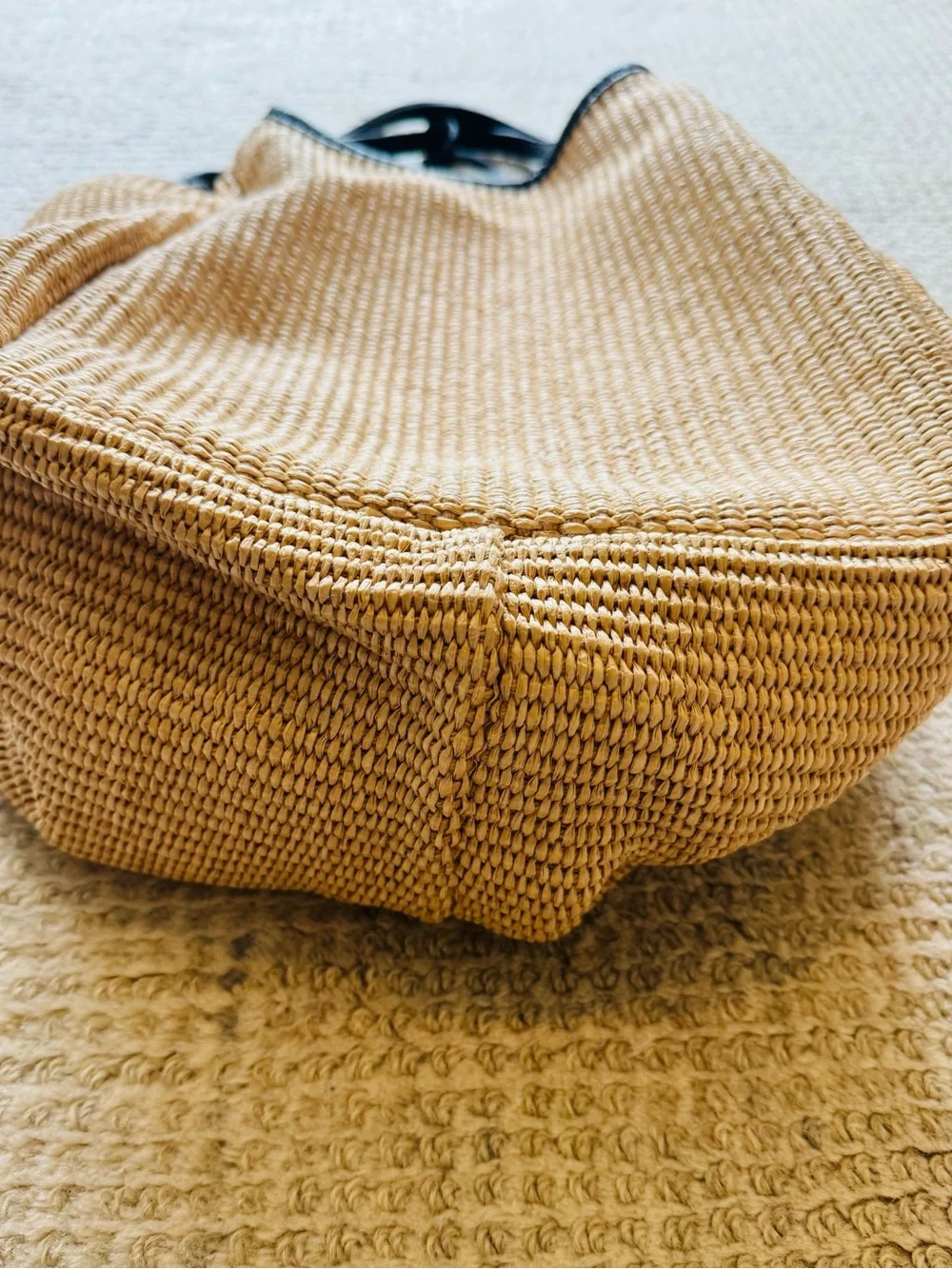 Marco Masi | Bags | New Marco Masi Milan Raffia Straw Leather Trim Tote ...